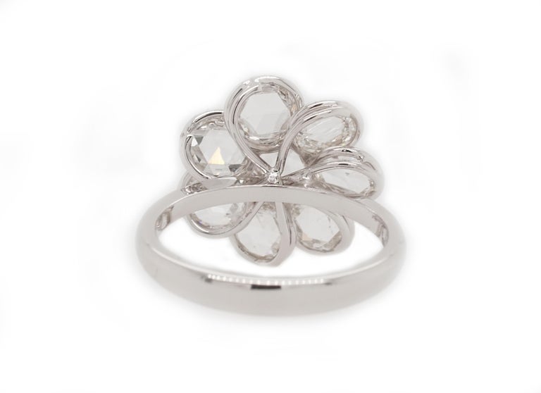 Rose Cut Diamond Flower Ring For Sale at 1stDibs