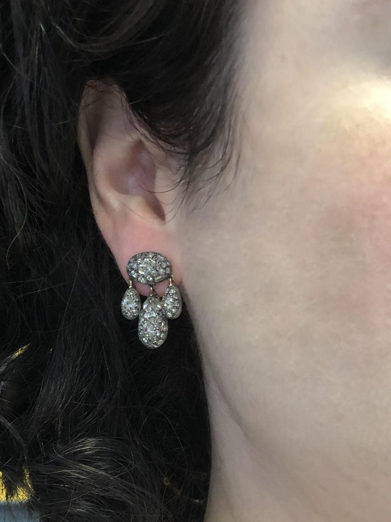Fred Leighton Rose Cut Diamond Pave Modern Girandole Pendant Earrings ...