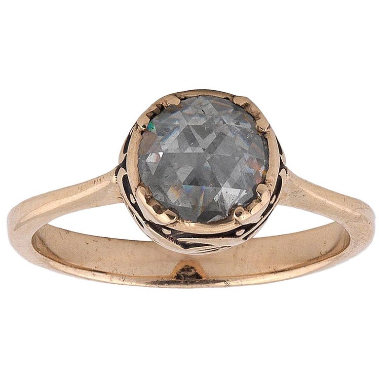 Rose Cut Diamond Single-Stone Ring at 1stDibs