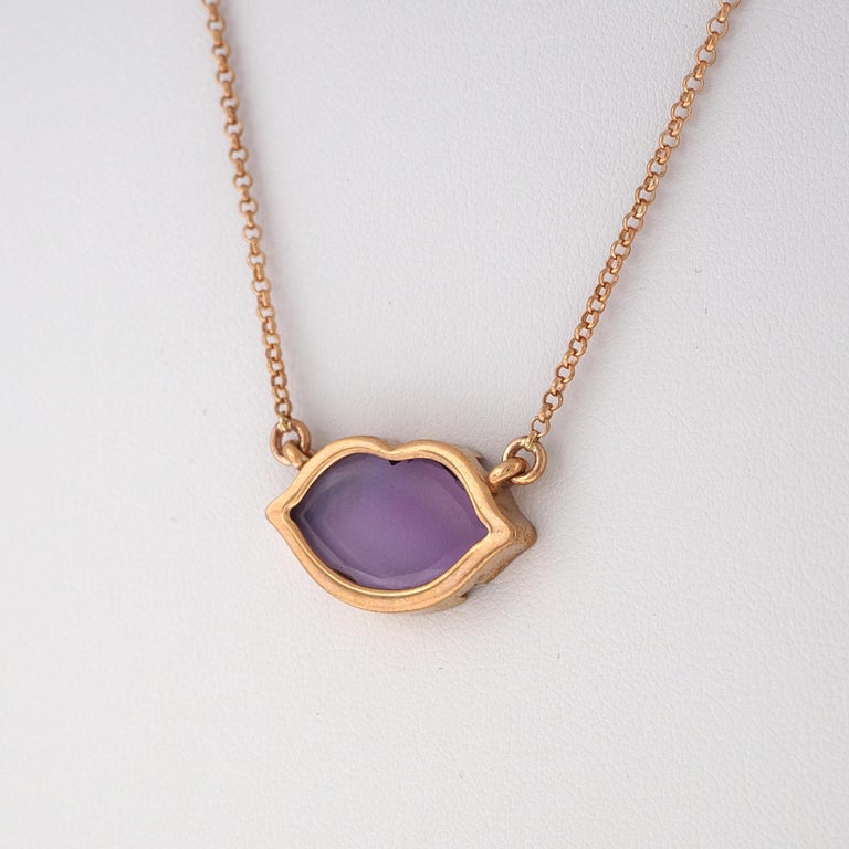 Rose Gold and Amethyst "Lips" Pendant For Sale at 1stDibs