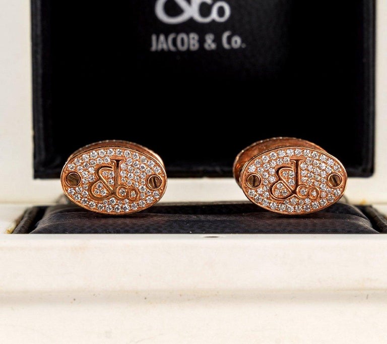 Rose Gold and Diamond Cufflinks, Maison Jacob and Co, 20th Century For ...