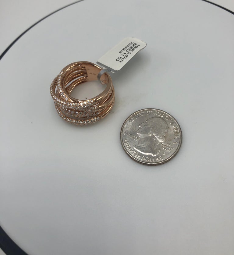 Rose Gold and Diamond Multi Layered Ring at 1stDibs