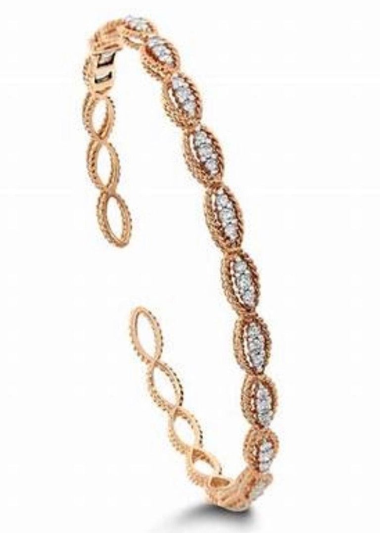 Rose Gold and Diamond Rope Bangle Bracelet For Sale at 1stDibs