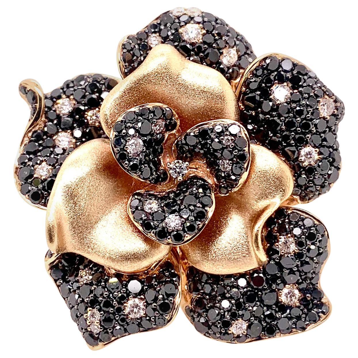 Diamond Pavé Rose Gold Rose Ring Pendant For Sale at 1stDibs | rose ...