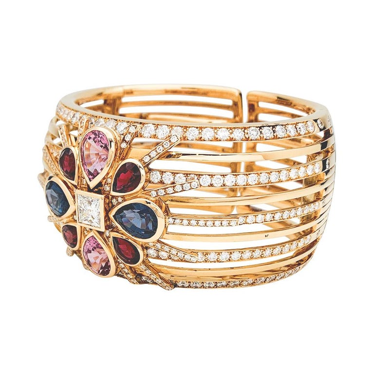 Rose Gold Chanel "San MarCo" Bracelet, Diamonds and Spinels at 1stDibs