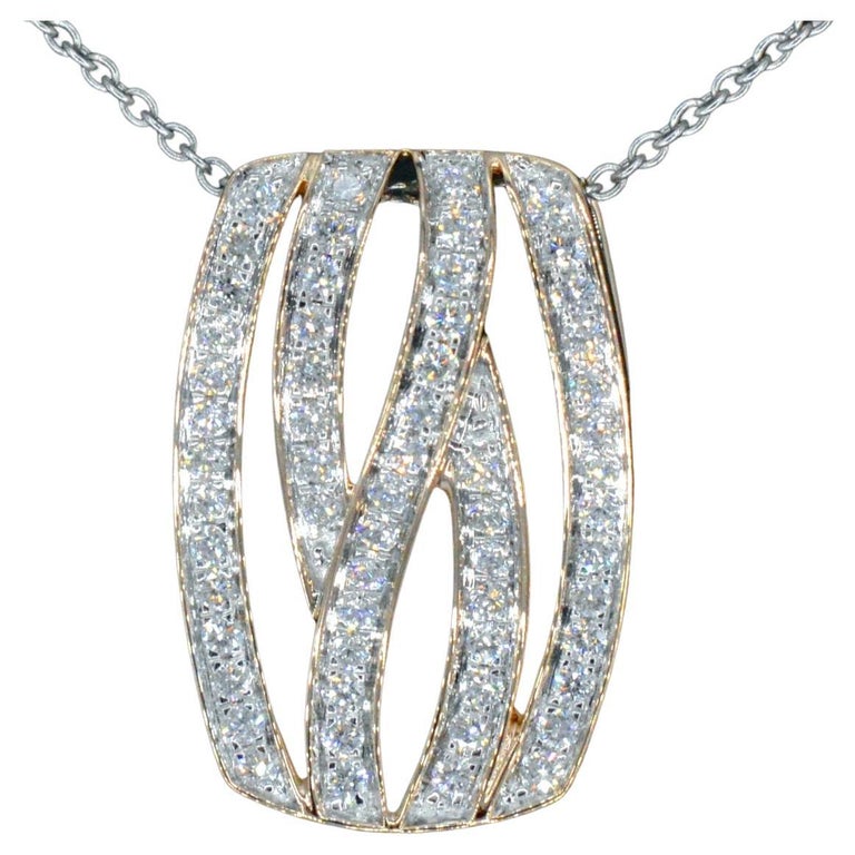 Rose Gold Design Pendant with Brilliant Diamonds For Sale at 1stDibs