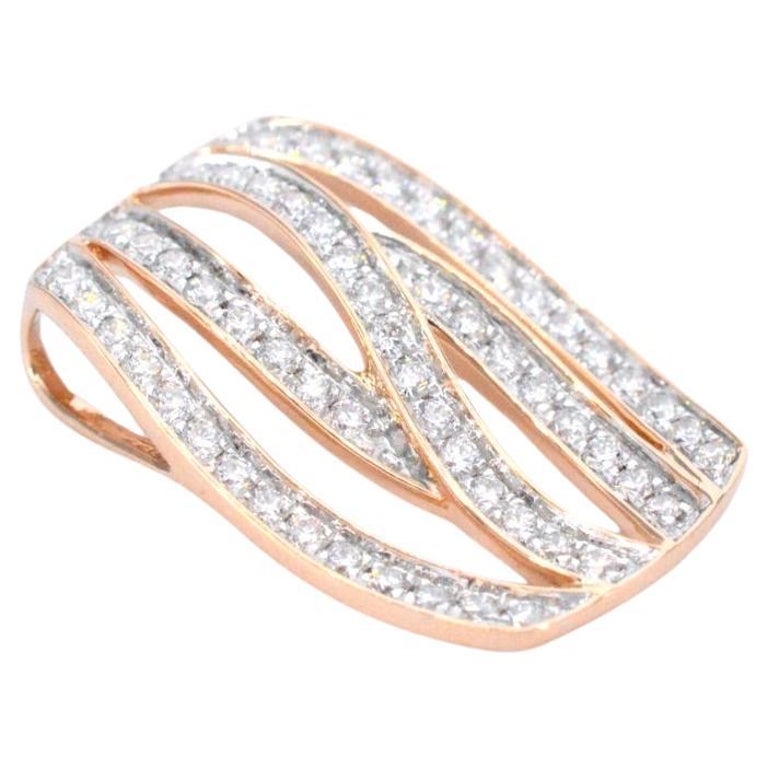 Rose Gold Design Pendant with Brilliant Diamonds For Sale at 1stDibs