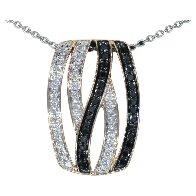 Rose Gold Design Pendant with White and Black Brilliant Diamonds For ...