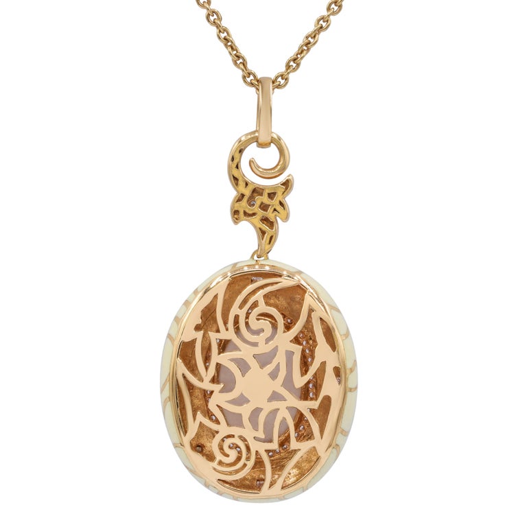 Rose Gold Diamond and Enamel Pendant Features Diamonds For Sale (Free ...