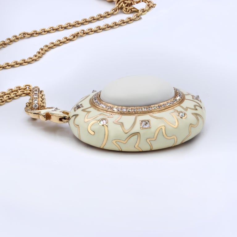 Rose Gold Diamond and Enamel Pendant Features Diamonds For Sale (Free ...