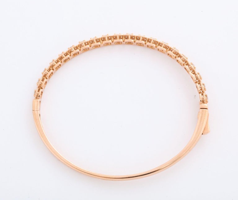 Rose Gold Diamond Bangle Bracelet For Sale at 1stDibs