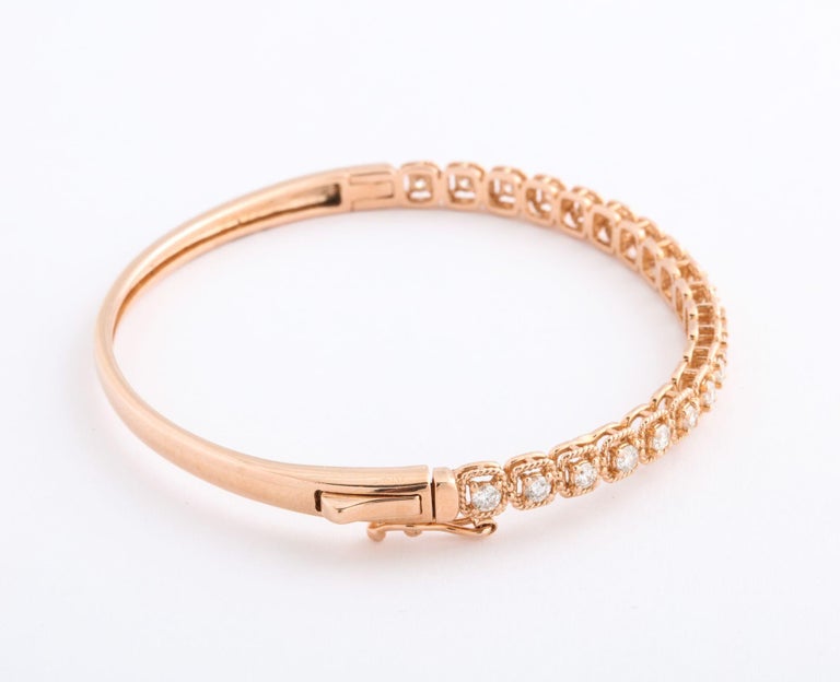 Rose Gold Diamond Bangle Bracelet For Sale at 1stDibs