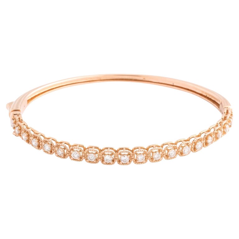 Rose Gold Diamond Bangle Bracelet For Sale at 1stDibs