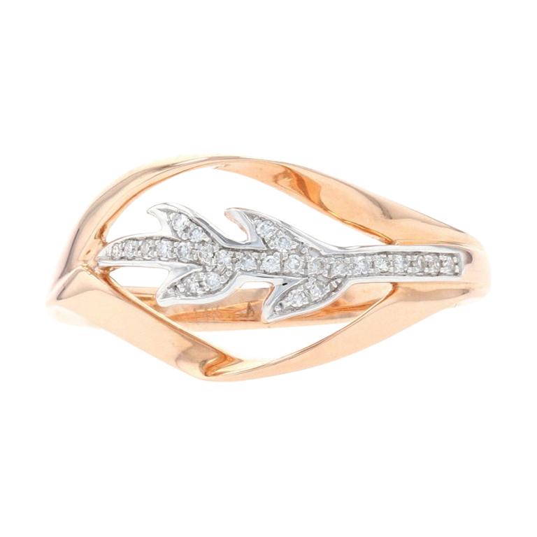 Customizable Rose Gold Diamond Botanical Leaf Ring, 14k Single Cut ...