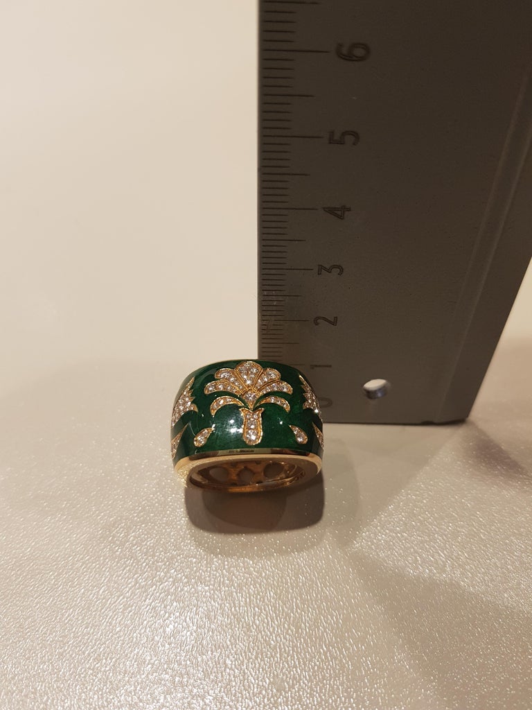 Rose Gold Diamond Enamel Ottoman Ring For Sale at 1stDibs