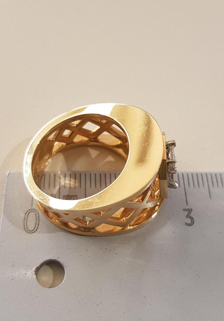 Rose Gold Diamond Pie Cut Modern Ring For Sale at 1stDibs