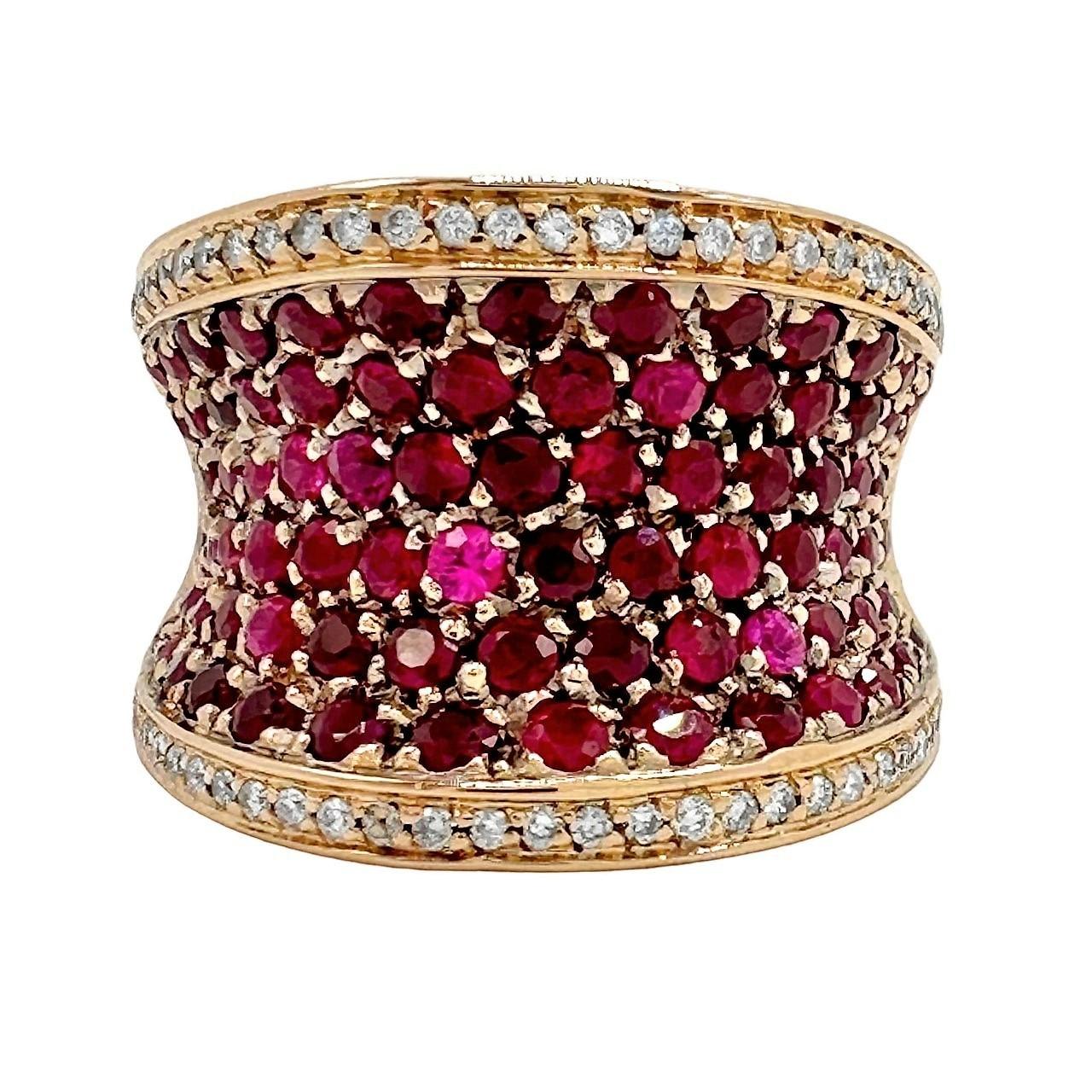 Customizable 18 Karat Rose Gold Pigeon Blood Ruby Sculpture Ring For ...