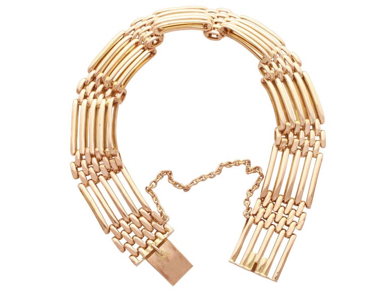 Rose Gold Gate Link Bracelet, Antique, circa 1910 at 1stDibs