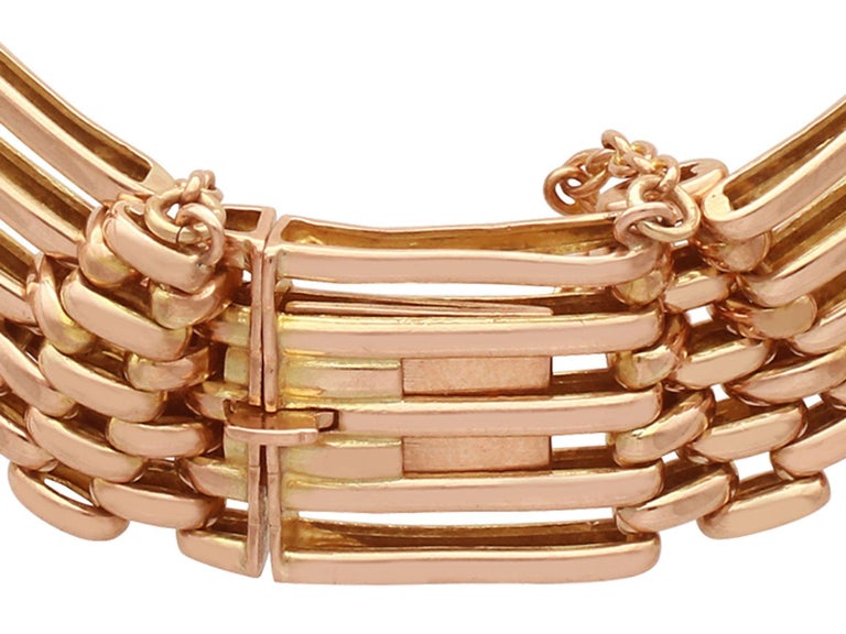 Rose Gold Gate Link Bracelet, Antique, circa 1910 at 1stDibs