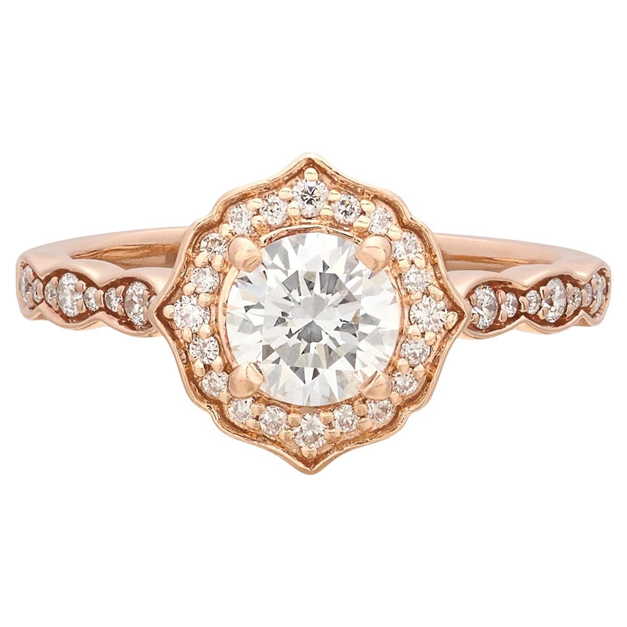 Rose Gold GIA Diamond Engagement Ring For Sale at 1stDibs
