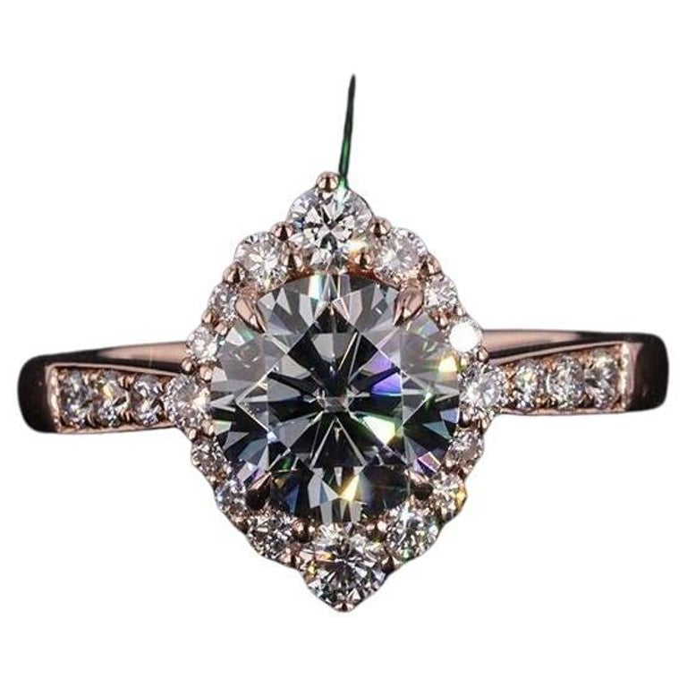 Customizable Rose Gold Gray Vintage Eternity Halo diamond engagement ...