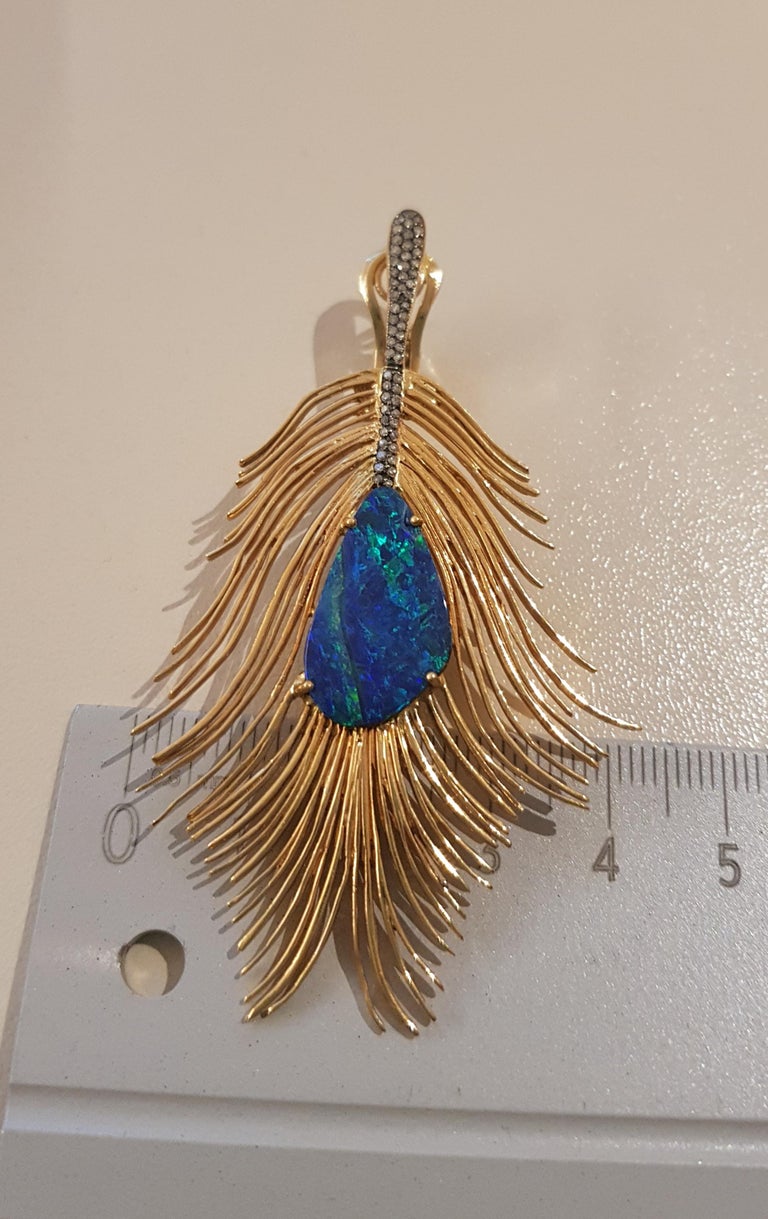 Rose Gold Icy Diamond and Doublet Opal Peacock Earrings at 1stDibs