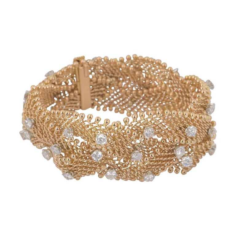 Rose Gold Mesh Diamond Bracelet 7.92 Carat at 1stDibs