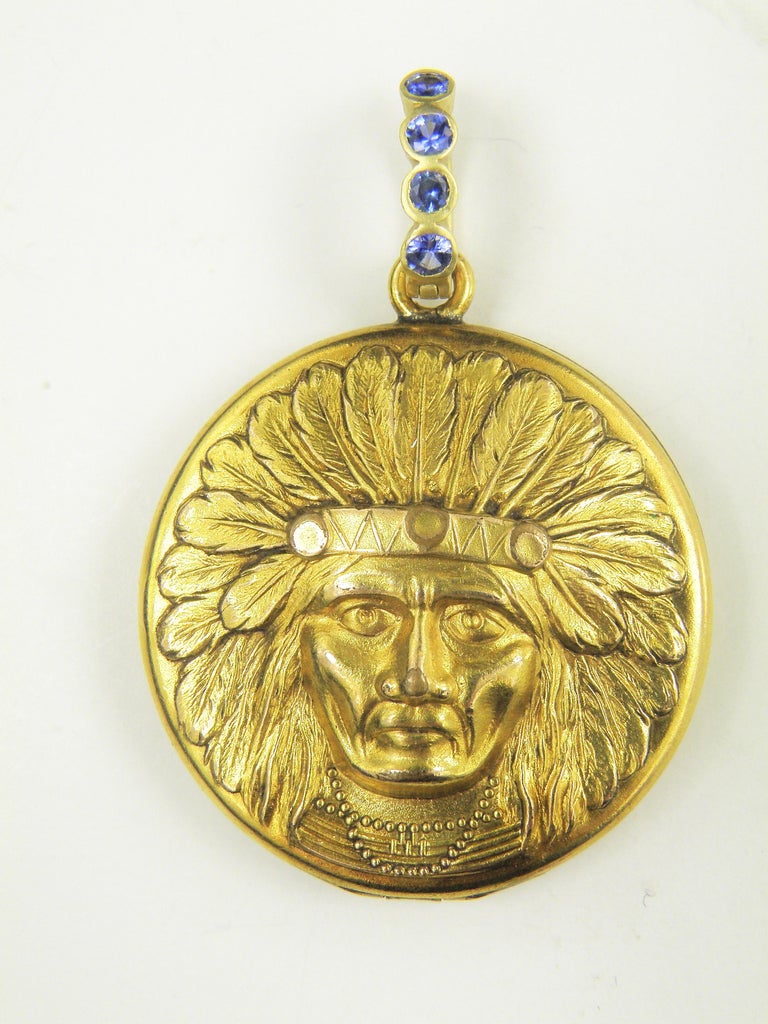 Rose Gold Native American Chief Pendant at 1stDibs