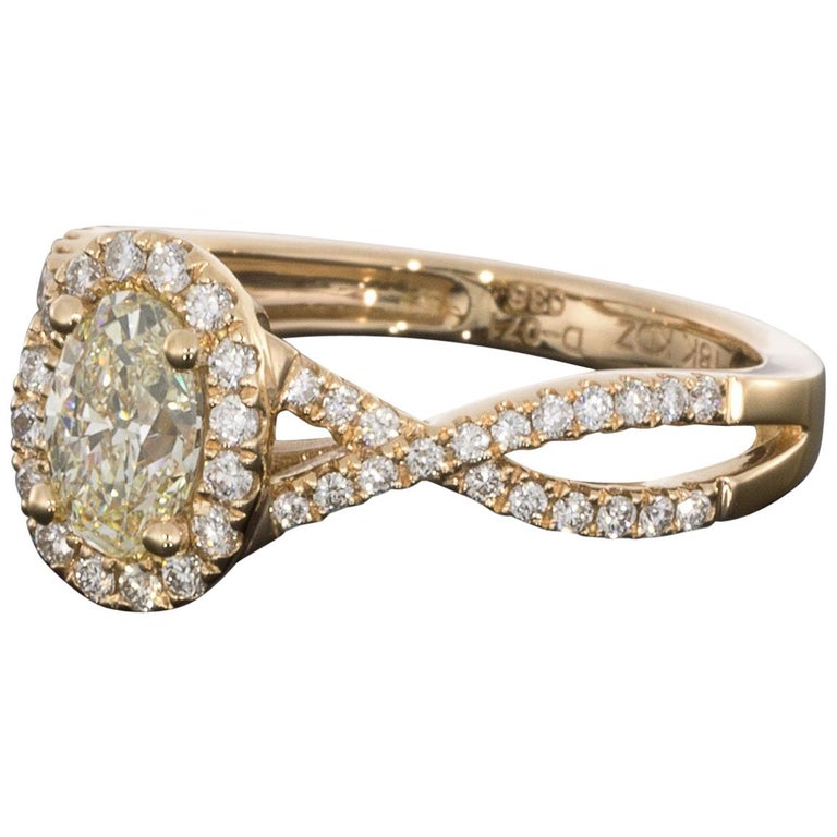 Rose Gold Oval Diamond Twisted Shank Halo Engagement Ring at 1stDibs ...