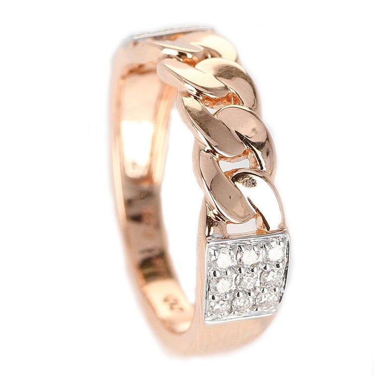Customizable Rose Gold Rope-Style Ring with Diamonds, 14 Karat For Sale ...