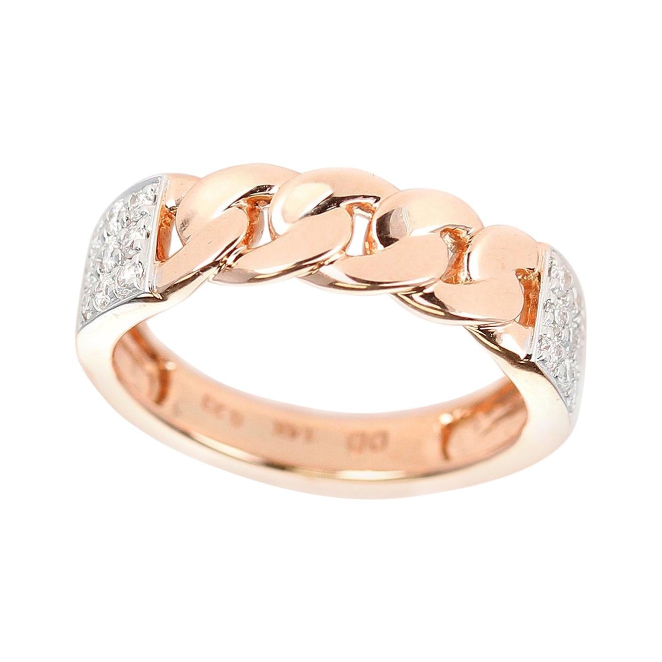 Customizable Rose Gold Rope-Style Ring with Diamonds, 14 Karat For Sale ...