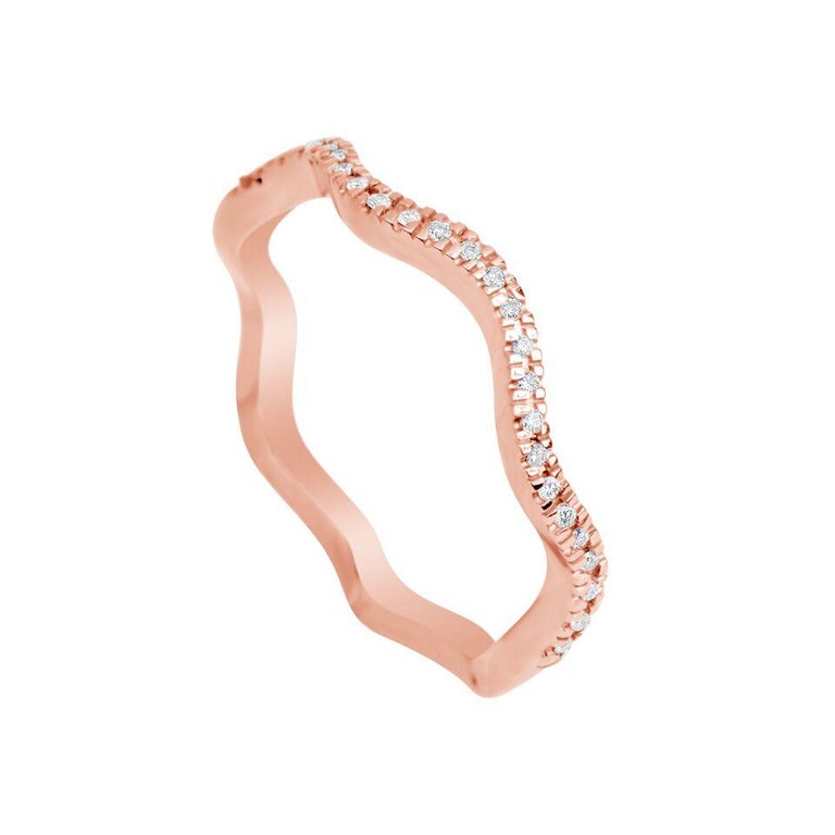 Rose Gold Wave Stackable Ring For Sale at 1stDibs
