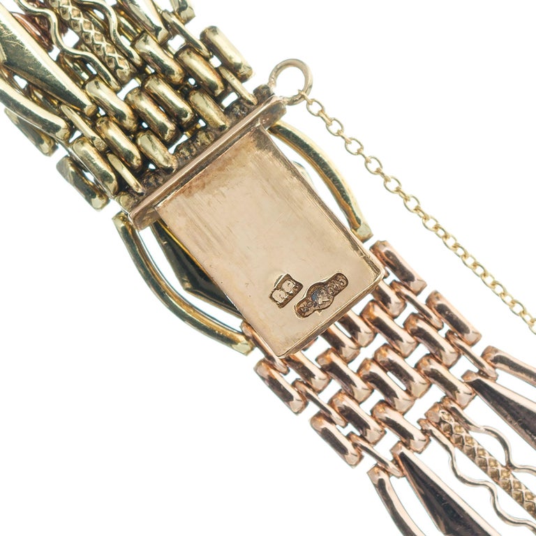 Rose Green Gold Gate Art Deco Link Bracelet For Sale at 1stDibs | green ...