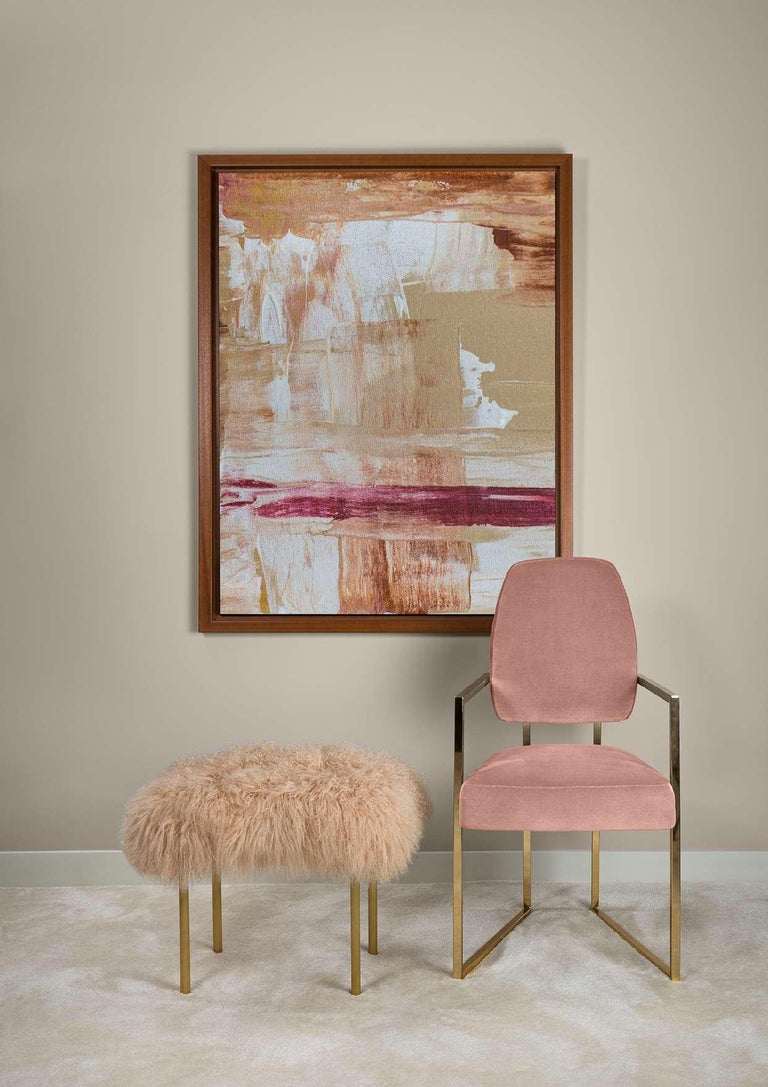 Rose Handcrafted Mongolian Lamb Sheepskin Fur and Brass Leg Stool For ...