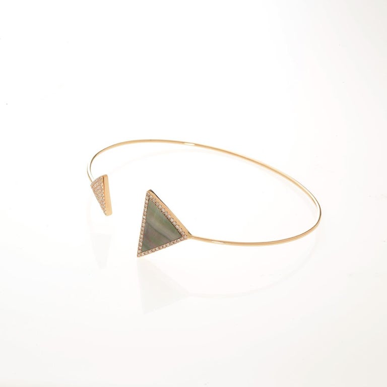 Rose Mother-of-Pearl Triangle Bangle For Sale at 1stDibs