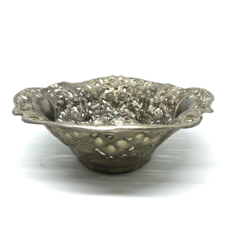 Rose Pattern Silver Plated Tea Cookies Basket Bowl Vintage, Sweden ...