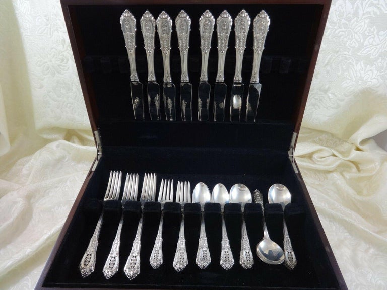 Rose Point by Wallace Sterling Silver Flatware Set for 8 Service 40 Pcs ...