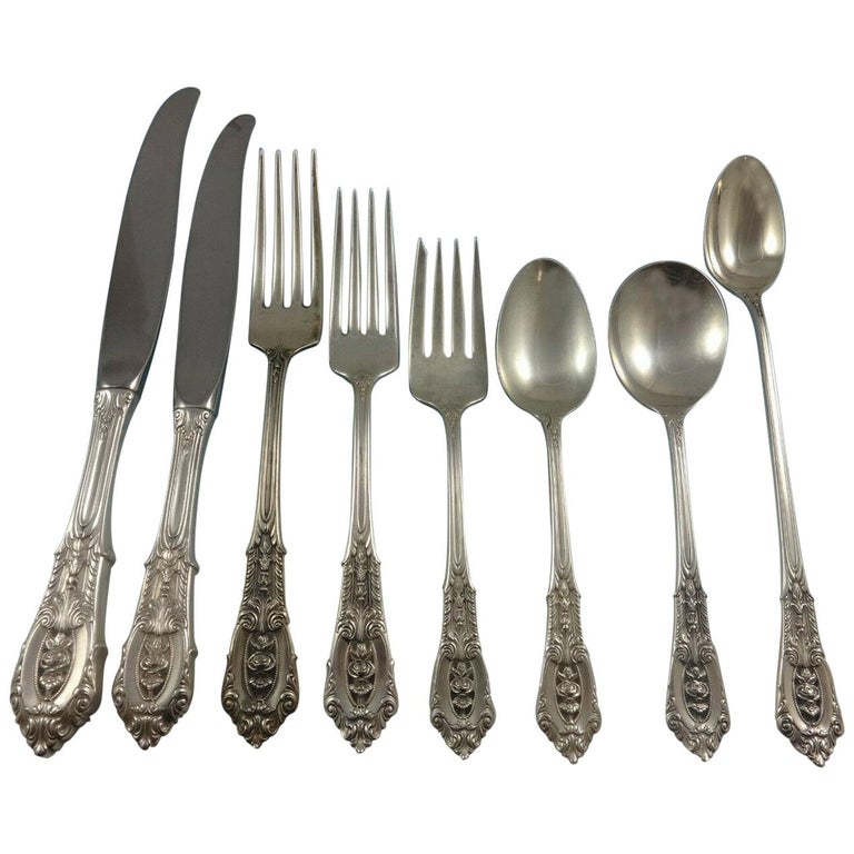 Rose Point by Wallace Sterling Silver Flatware Set for 8 Service 71 ...