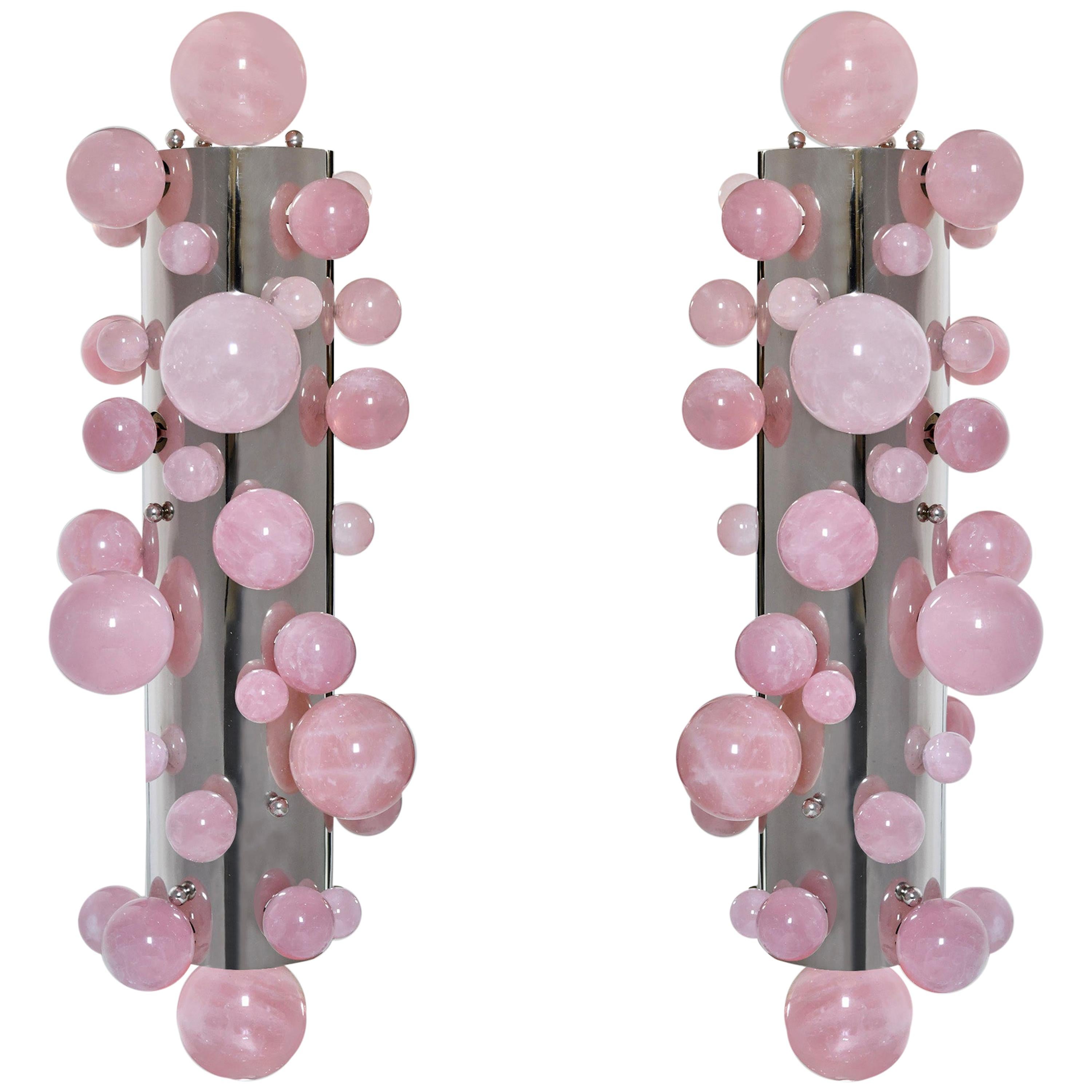 Rose Quartz Bubble Sconces by Phoenix For Sale at 1stDibs