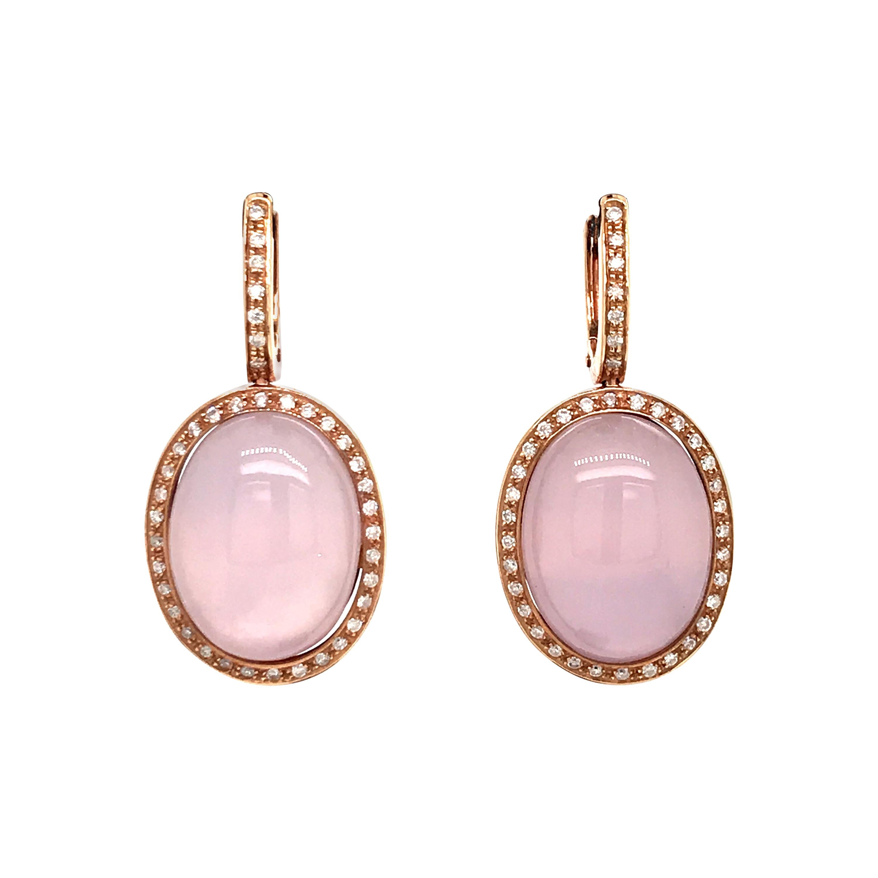 Quartz and Rose Gold 18 Karat Drop Earrings at 1stDibs