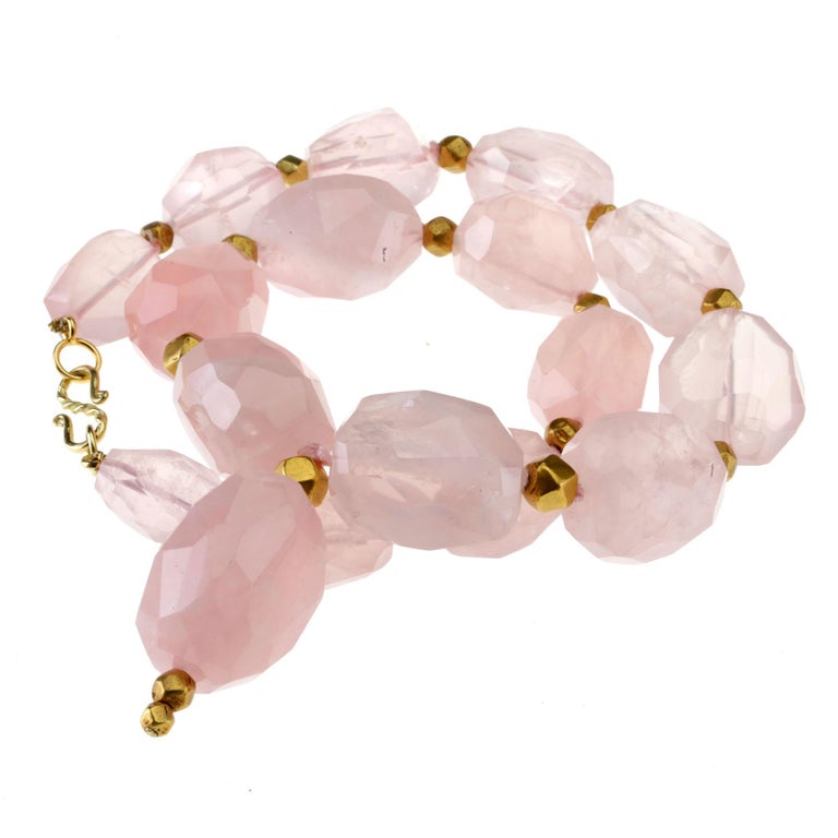 Rose Quartz Gold necklace For Sale at 1stDibs