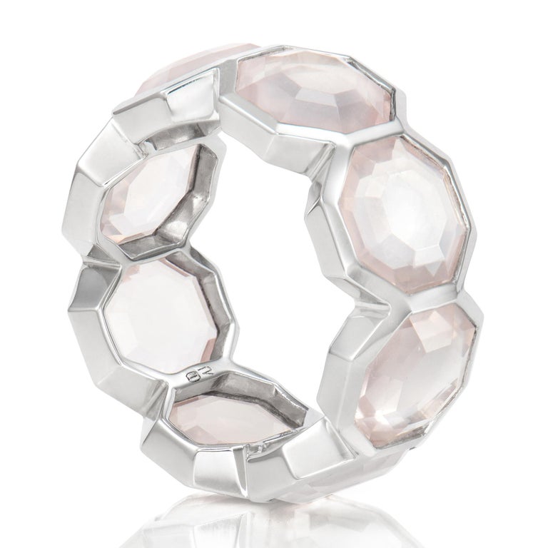 Customizable Rose Quartz Russell Ring in 18 Karat White Gold For Sale ...