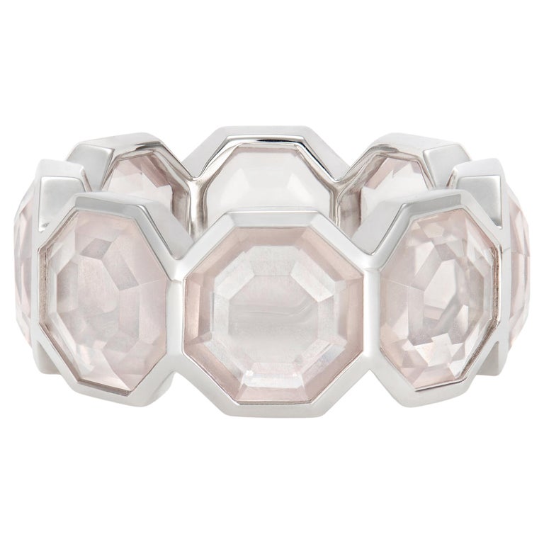 Customizable Rose Quartz Russell Ring in 18 Karat White Gold For Sale ...