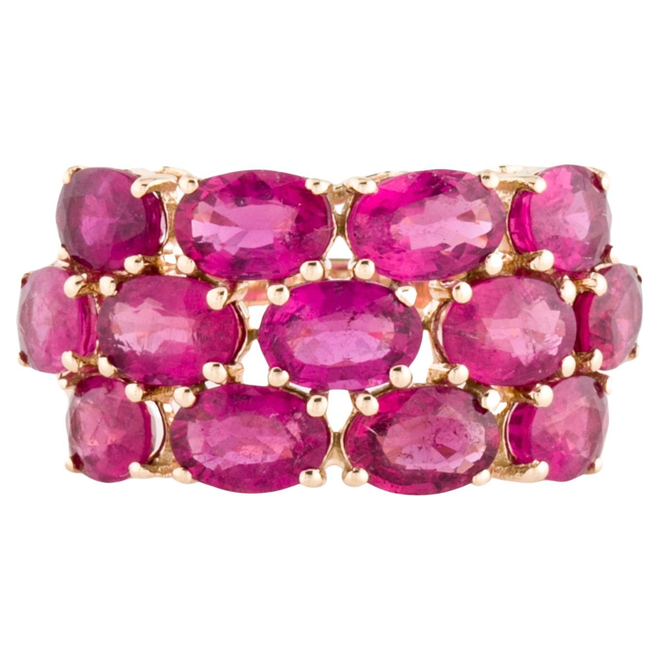 Exquisite 14K Gold 5.98ctw Rubellite Thick Band Ring Size 7 - Statement Jewelry For Sale at 1stDibs