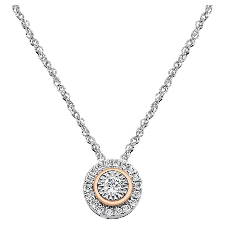 Rose White Gold Diamond Round Pendant For Sale at 1stDibs