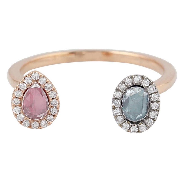 Customizable Rosecut Diamond 18 Karat Gold Open Ring For Sale at 1stDibs