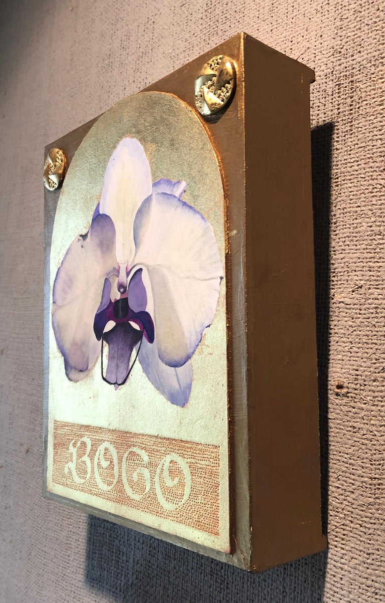 Rosemary Lyons - Contemporary mixed media gold leaf purple pop art text ...