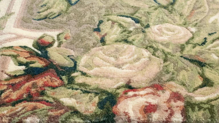 Floral roses pattern Modern Classics Rug beige green - Rosemont For ...