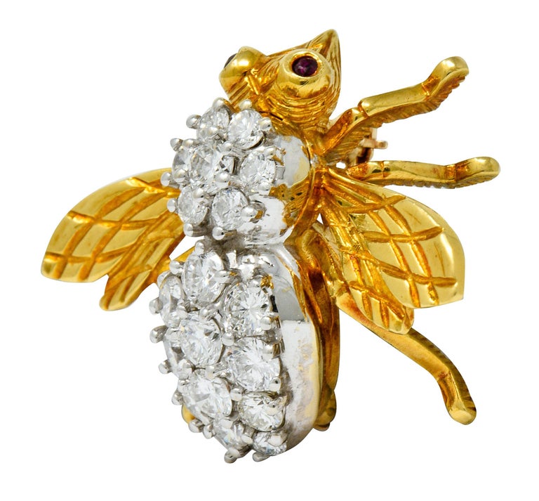 Rosenthal 2.75 Carat Diamond Ruby Platinum 18 Karat Gold Insect Bee ...
