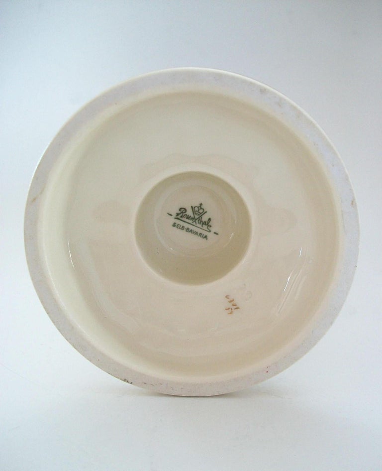 Rosenthal, Art Deco Porcelain Trumpet Vase with Flowers and Gilding ...